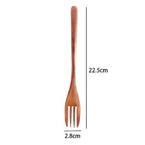 Leadigol 10PCS Wooden Spoons Forks Set Kitchen Tableware Reusable Eco-Friendly Tableware Teaspoon Wooden Forks Salad Dinner Fork Tableware Dinnerware