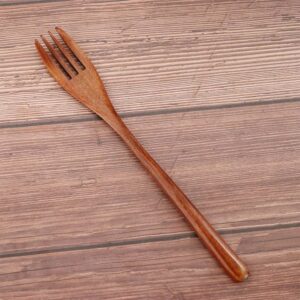 Leadigol 10PCS Wooden Spoons Forks Set Kitchen Tableware Reusable Eco-Friendly Tableware Teaspoon Wooden Forks Salad Dinner Fork Tableware Dinnerware