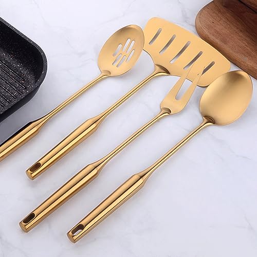 Metal Frying Fish Turn Over Shovel Cooking Utensils Set Serving Fork Spoon Skimmer Slotted Spaghetti Spoon Soup Ladle for Kitchen