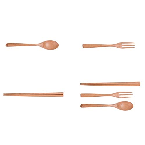 FLYUFO Kitchen Spoons Wooden Spoon Fork Teaspoon Catering Rice Soup Bamboo Cooking Utensil Kitchen Teaspoon Tableware Accessories，2 Pcs