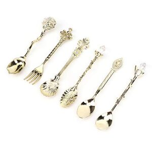 spoon spoons 6 pack for 6pcs accessory cutlery for set decorative style zinc alloy for slotted spoons (gold (auspicious knot fork handle))