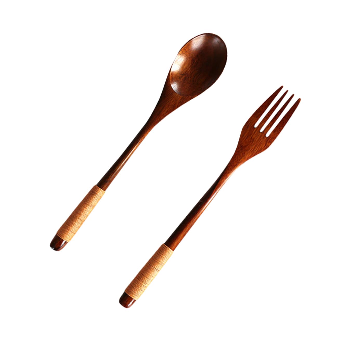 Amosfun Japanese Wooden Handle Fork and Spoon Pasta Server Utensil Wooden Spoon and Fork Wood Soup Porcelain Soup Spoons Wooden Spoon Fork Chopsticks for Eating Ice Major Travel Friendly