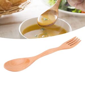 2-in-1 Spoon Fork,Beech Wood Spoon,Fork Spoon,Fork Integrated Spoon Fork Kitchen Tableware for Home Restaurant School Kitchen