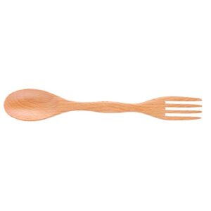 2-in-1 Spoon Fork,Beech Wood Spoon,Fork Spoon,Fork Integrated Spoon Fork Kitchen Tableware for Home Restaurant School Kitchen