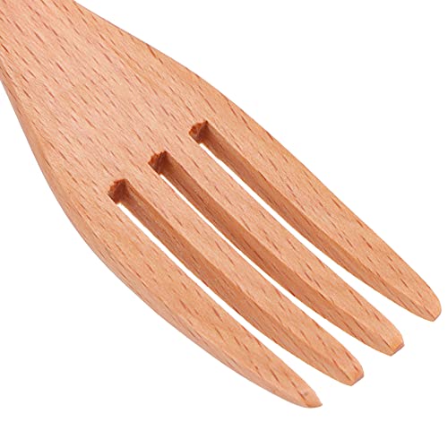 2-in-1 Spoon Fork,Beech Wood Spoon,Fork Spoon,Fork Integrated Spoon Fork Kitchen Tableware for Home Restaurant School Kitchen