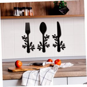 ABOOFAN 3pcs Wooden and Fork Pendant Cafe Restaurant Bar Sign Farmhouse Wooden Wall Plaque Hanging Wood Wall Art Country Home Decor Utensil Pendant for Home Tableware Wall Hanging