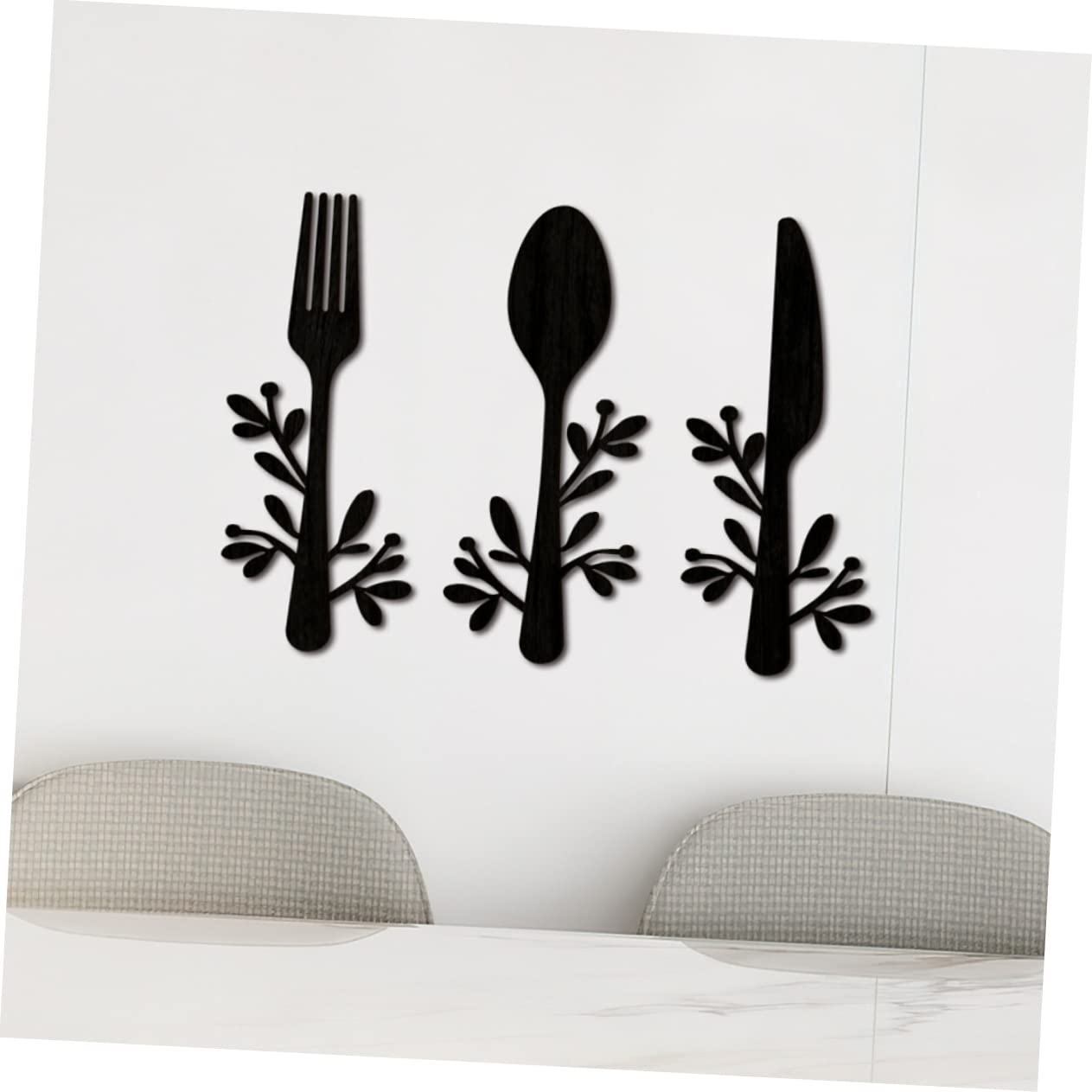 ABOOFAN 3pcs Wooden and Fork Pendant Cafe Restaurant Bar Sign Farmhouse Wooden Wall Plaque Hanging Wood Wall Art Country Home Decor Utensil Pendant for Home Tableware Wall Hanging