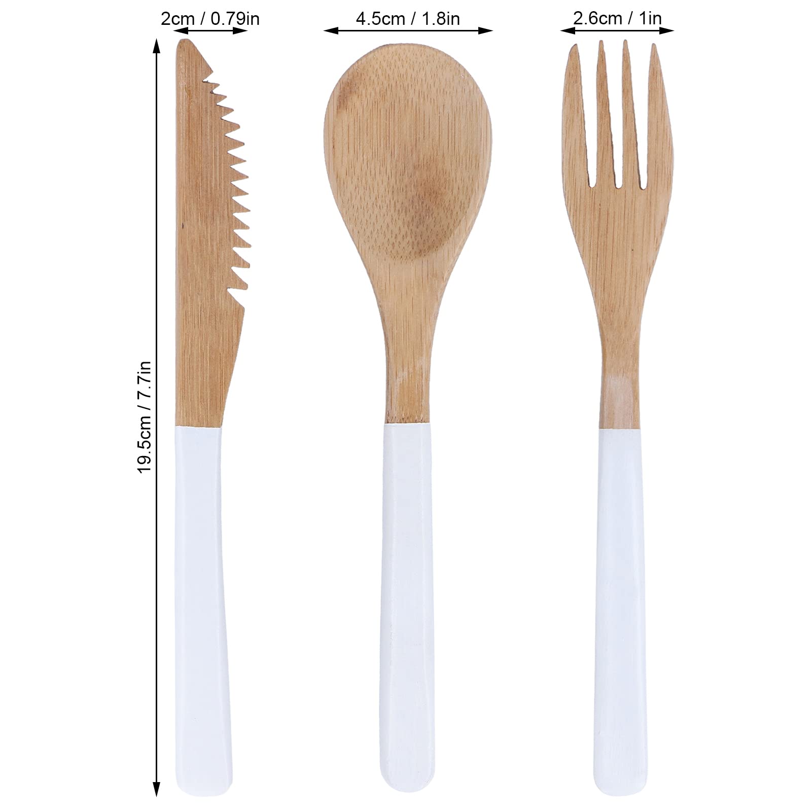 Japanese Wooden Cutlery Set,Wooden Cutlery Spoons Forks Knives Japanese Wooden Cutlery Set Safe Cutlery Set for Kitchen (White)