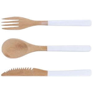 Japanese Wooden Cutlery Set,Wooden Cutlery Spoons Forks Knives Japanese Wooden Cutlery Set Safe Cutlery Set for Kitchen (White)