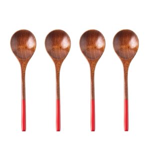 cooking spoons 4 pcs creative japanese style wooden spoon teaspoons handmade wood iced tea spoons small stirring spoon espresso mixing spoons table spoons