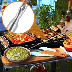 Nanddi Extendable Fork, Durable Stainless Steel Telescopic Fork Retractable Dinner Forks Dessert BBQ Dinner Fruit Long Handle Telescoping Fork Cutlery for Cooking 8.7-25.4Inch (Fork & Spoon Set)