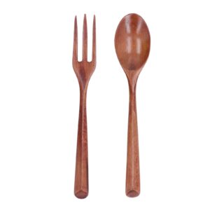 wooden fork spoon set 2pcs large lacquered wood tableware dinnerware triangular handle utensil wooden spoon spoon fork