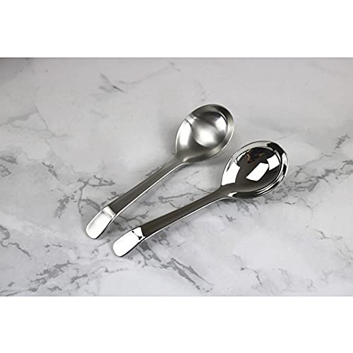 Cooking Spoons 304 Stainless Steel Big Head Spoon Thickened Long Handle Deepened Soup Spoon Small Soup Spoon For Household Soup 2pcs Table Spoons (Color : A)