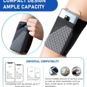 HiRui Universal Sports Armband Cell Phone Armband Sleeves Running Armband for Exercise Workout, Compatible with iPhone 15/15Plus/Pro iPhone 14/13/12 Samsung Galaxy All Phones (Medium, Black)