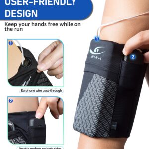 HiRui Universal Sports Armband Cell Phone Armband Sleeves Running Armband for Exercise Workout, Compatible with iPhone 15/15Plus/Pro iPhone 14/13/12 Samsung Galaxy All Phones (Medium, Black)