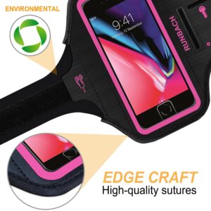 RUNBACH iPhone 8 Plus/iPhone 7 Plus Armband, Sweatproof Running Exercise Gym Bag with Fingerprint Touch/Key Holder and Card Slot for 5.5 Inch iPhone 6/6S/7/8 Plus (Pink)