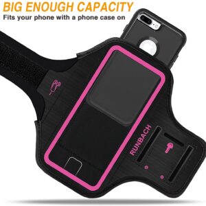 RUNBACH iPhone 8 Plus/iPhone 7 Plus Armband, Sweatproof Running Exercise Gym Bag with Fingerprint Touch/Key Holder and Card Slot for 5.5 Inch iPhone 6/6S/7/8 Plus (Pink)