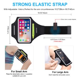 Cell Phone Armband with Zipper Pocket, Phone Holder for Running Armband for iPhone 15 14 13 12 11 Pro Max, Galaxy S23 S22 - [Fit Up to 6.8” All Phones] Sports Arm Holder with Key Pocket & Card Slot