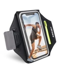 running armband [3d design] with airpods bag, running phone holder for iphone 15 14 13 12 11 pro max plus, samsung s24 s23 s22 s21 [up to 6.9 inch], gym workouts sports arm band with card holder