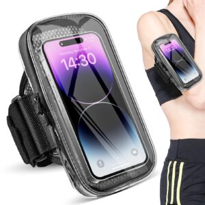 clear running phone holder armband, sports armband case for iphone 14 13 pro max 12 11 plus x xs samsung android, universal arm bands bag with key card pocket for exercise walking workout fitness