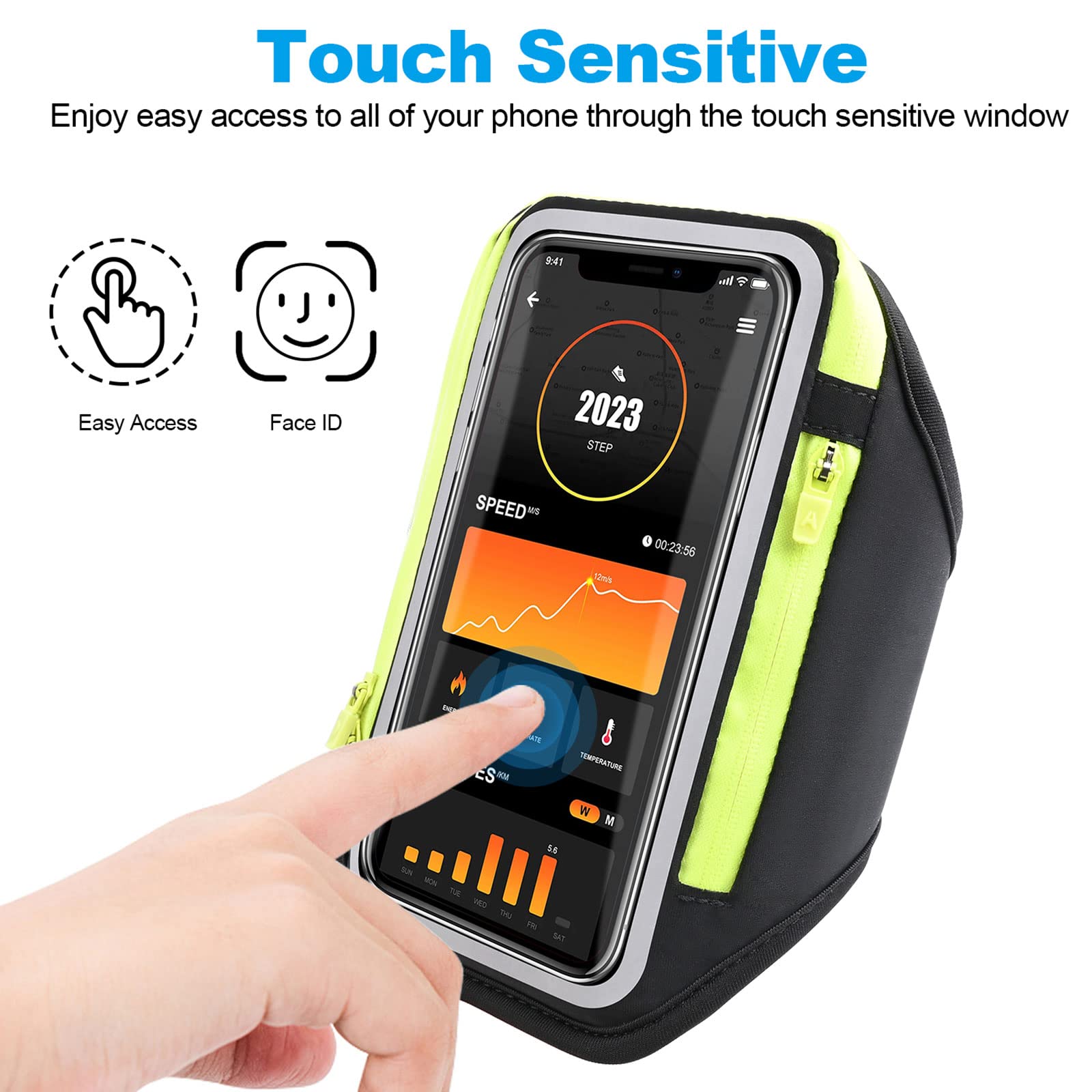 6.8'' Arm Band for Phone for Running, Running Gear Essentials for Thick Phone Case, Running Phone Holder Armband Bag for iPhone 15 14 13 12 11 Pro Max Galaxy with Car Home Key Zipper Earphone Pocket