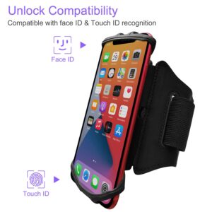 JEMACHE Running Armband for iPhone 15 Pro Max, 14 13 12 11 SE, 6S 7 8 Plus, Samsung Galaxy S23 S22 S21 Ultra, Plus, Workouts Cell Phone Arm Band Holder (Black)