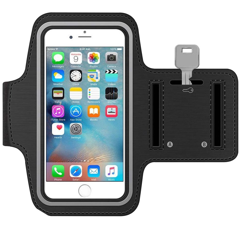 MMOBIEL Arm Phone Holder for Running Compatible with iPhone 15/14/13 Mini/12 Mini/SE 2020/8 / 7/6 and Other Models up to 6.3 inch - Stretchable Running Phone Holder Armband