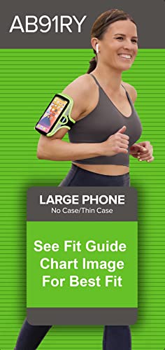 Tune Belt AB91RY Cell Phone Armband Holder Case for iPhone 11/12/13/14/15, 12/13/14/15 Pro, 11 Pro Max, XS Max, XR, Galaxy S21/S22/S23 Plus & More for Running & Working Out (Neon Yellow Reflective)