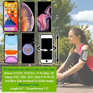 Tune Belt AB91RY Cell Phone Armband Holder Case for iPhone 11/12/13/14/15, 12/13/14/15 Pro, 11 Pro Max, XS Max, XR, Galaxy S21/S22/S23 Plus & More for Running & Working Out (Neon Yellow Reflective)