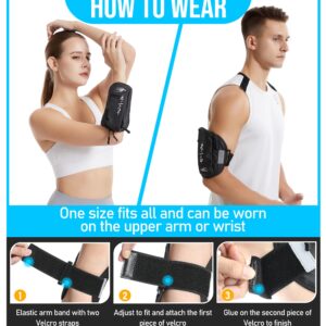 HiRui Universal Sports Armband Comfort Running Armband and Wristband Cell Phone Holder for Exercise Workout, Compatible with iPhone 15/14/Plus/Pro/13 Samsung Galaxy All Phones, Adjustable (Black)