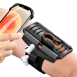 Newppon 2-1 Running Armband + Bike Phone Holder : Detachable & 360° Rotatable Cell phone Arm bands Case Universal for iPhone 15 14 13 12 11 Pro Max Plus Samsung Galaxy S23 for Workout Exercise Sports