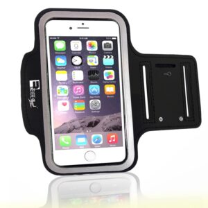 premium iphone 8 running armband with fingerprint id access. sports phone arm case holder for jogging, gym workouts