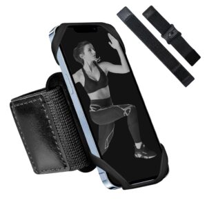 ZC GEL Running Armband Phone Holder, Arm&Wrist Phone Holder with 2 Different Lengths Strap Fit for Men Women Keep Your Phone Secure, Separable 360°Adjustable Phone Armband for Workout Running Jogging