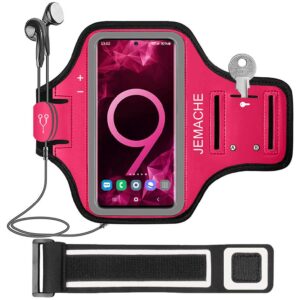 galaxy note 10+, 9, 8 armband, jemache gym run workout water resistant arm band case for samsung galaxy note 8/9/10 plus with key holder (rose)