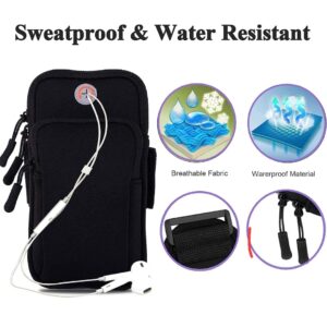 Sports Arm Bag, Water Bottle Pouch Universal Unisex Armbands Exercise Workout Running Gym Armbands Phone Holder Case with Earphone Hole for iPhone, Samsung Galaxy and LG (Black)