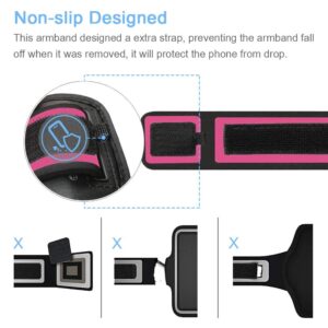 iPhone 8 Plus, 7 Plus Armband, JEMACHE Gym Running Workout Exercise Pouch Phone Holder Arm Band Case for iPhone 6/6S/8/7 Plus Support Touch ID Access (Rosy)