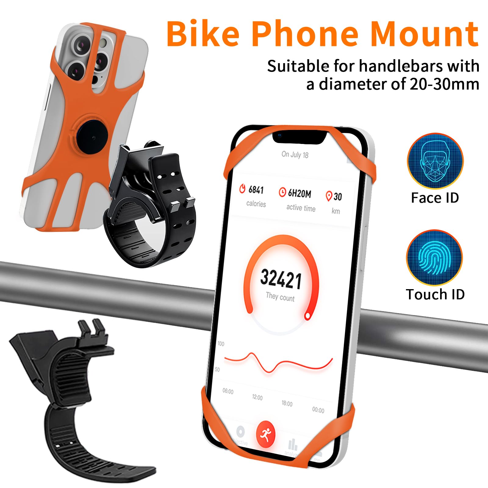 HLOMOM 3in1 Phone Holder for Running,Arm Band/Wrist Holder/Bike Mount,Phone Armbands 360° Rotation & Detachable Fit All 4.5-7" Cellphone for iPhone 15/14/Pro/ProMax/13/12/11/mini/Pro Max/XS/XR