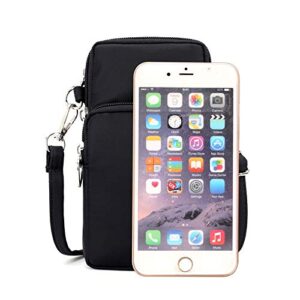 Women Nylon Cell Phone Purse Small Crossbody Bag Sport Armband Wristband Wallet for iPhone 11 Pro Max, Galaxy Note 10+/9 S20+ S10 Plus S20 Ultra A50 A70, Moto G8+ G7 Power G6 Plus,LG Stylo 5/6 (Black)