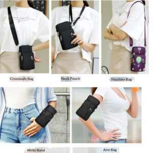 Crossover Body Bag Armband for iPhone 13 Pro Max 14 Pro Max/Galaxy S23 Ultra, S22 Ultra, A14 5G A53 A32 Note 10 Plus S21 Plus/TCL 30 XL 20 XE Small Cute Cell Phone Purse Wallet Pouch (Purple)