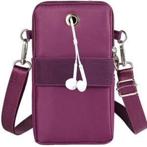 Crossover Body Bag Armband for iPhone 13 Pro Max 14 Pro Max/Galaxy S23 Ultra, S22 Ultra, A14 5G A53 A32 Note 10 Plus S21 Plus/TCL 30 XL 20 XE Small Cute Cell Phone Purse Wallet Pouch (Purple)