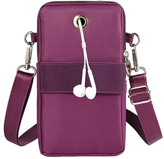 Crossover Body Bag Armband for iPhone 13 Pro Max 14 Pro Max/Galaxy S23 Ultra, S22 Ultra, A14 5G A53 A32 Note 10 Plus S21 Plus/TCL 30 XL 20 XE Small Cute Cell Phone Purse Wallet Pouch (Purple)