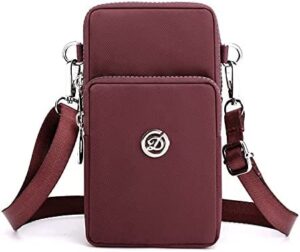 nylon small crossbody bag cell phone purse wallet travel wristlet armband for iphone 13 12 11 pro max samsung galaxy s23 ultra s22 s21 s20 plus fe a03s a13 a14, moto g 5g, google pixel 6 7 pro, purple