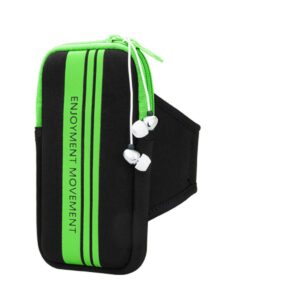 sports women men arm bag outdoor fitness cell phone armband wrist bag double pocket for iphone 6.5inches(green)