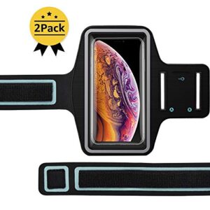 takfox cell phone armband for samsung galaxy s21 ultra s20 plus s10+ s9 s8 s7 j7 j3, a01 a11 a21 a51 a71 a10e a20 a30 a50, stylo 6,k51,k31 sports running workout phone holder card slots case-[2 pack]