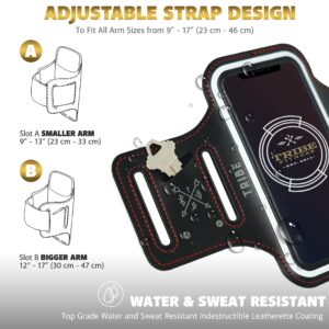 TRIBE Water Resistant Cell Phone Armband Case Running Holder for iPhone Pro Max Plus Mini SE (13/12/11/X/XS/XR/8/7/6/5) Galaxy S Ultra Plus Edge Note (21/20/10/9/8/7/6/5) Adjustable Strap & Key Pocket