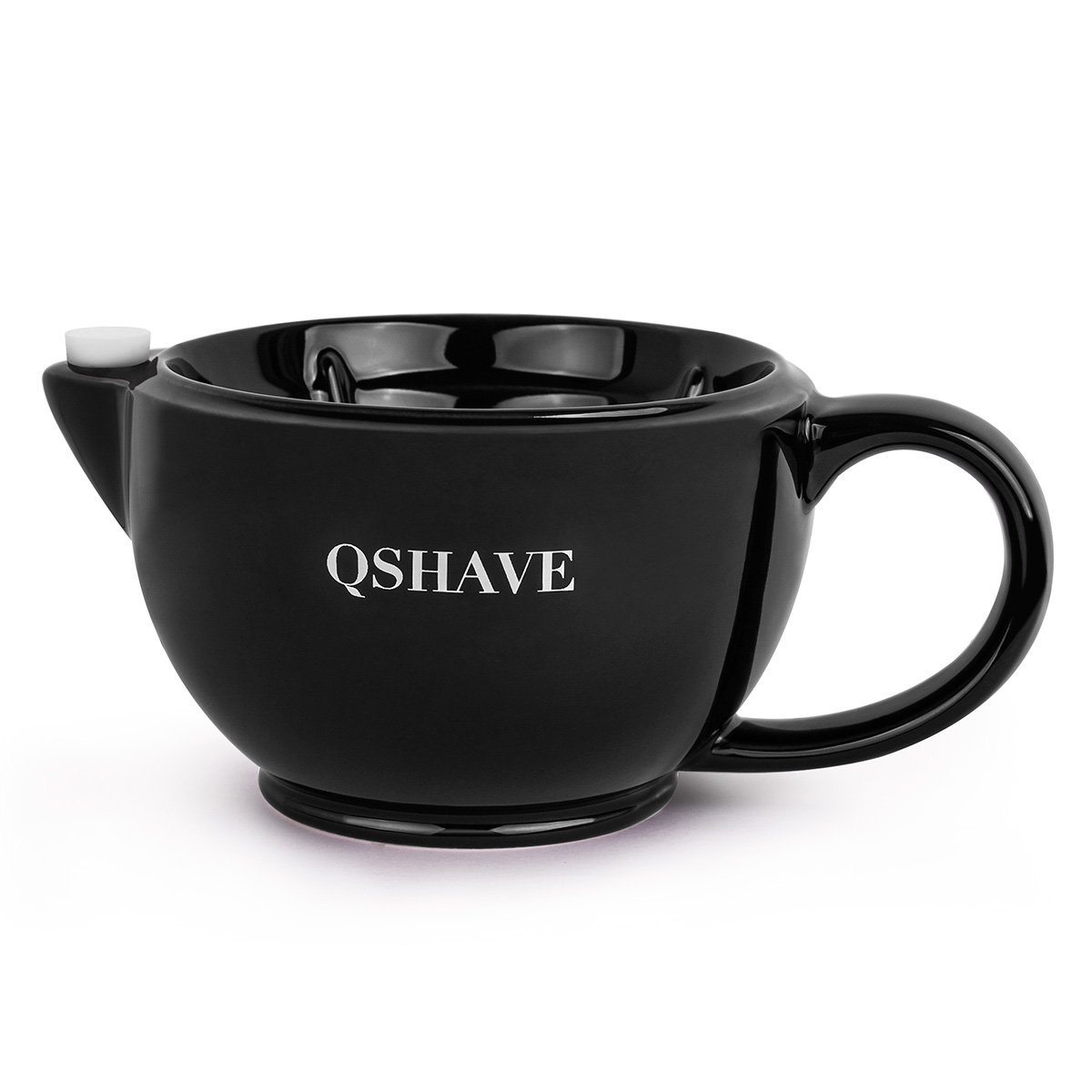 QSHAVE Shaving Scuttle Mug - Keep Lather Always Warm Large Deep Size Bowl Handmade Pottery Cup (Black)