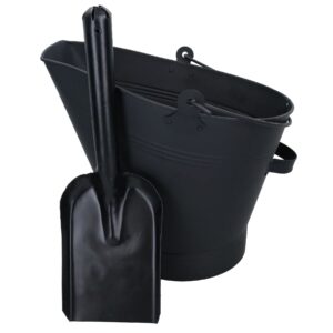 fireplace waterloo style scuttle wide mouth bucket + 5" wide coal hand shovel