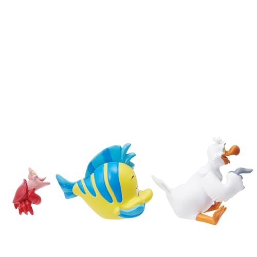 Enesco Disney Showcase The Little Mermaid Sebastian Flounder and Scuttle Miniature Figurine Set, 1.82 Inch, Multicolor