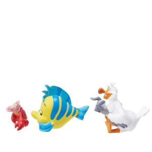 Enesco Disney Showcase The Little Mermaid Sebastian Flounder and Scuttle Miniature Figurine Set, 1.82 Inch, Multicolor