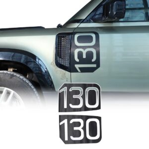 pvc material car stickers,side exterior fender scuttle vinyl decal for land rover defender 90 110 130 2020-2024 car side fender vent vinyl decal sticker (for defender 130, carbon fiber)